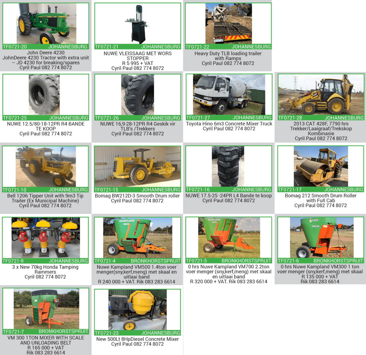 Plant Sales - Associated Equipment Sales